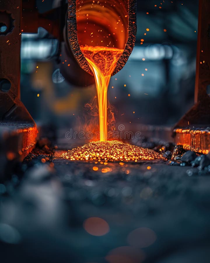 A Detailed View of Molten Metal Being Poured into a Forge Capturing the ...