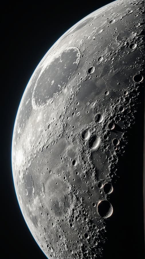 Detailed View of the Moon S Surface with Craters and Shadows Stock ...