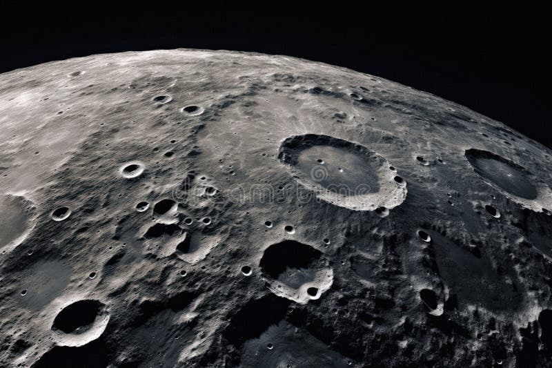Close Up View of a Section of the Moon with Craters in Outer Space ...
