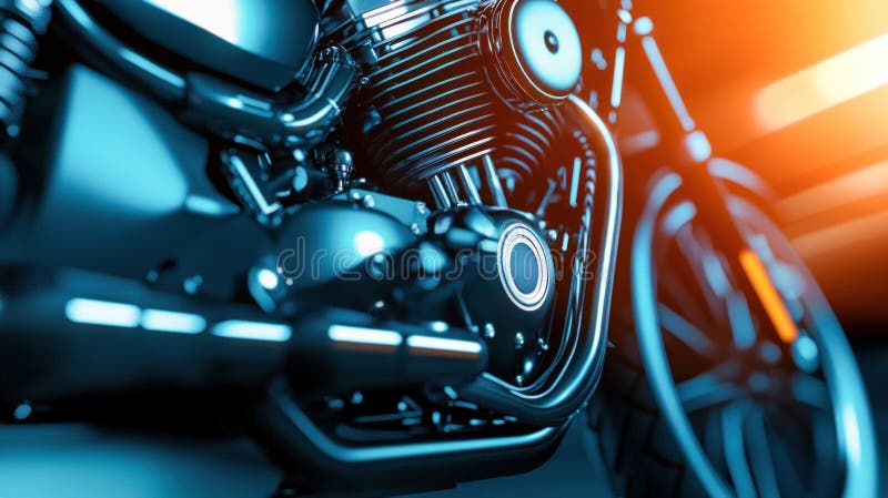 Detailed View of Motorcycle Engine Stock Illustration - Illustration of ...