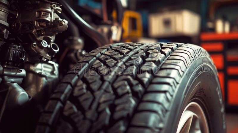 A Detailed View of a Motorcycle Tire Stock Image - Image of mechanical ...