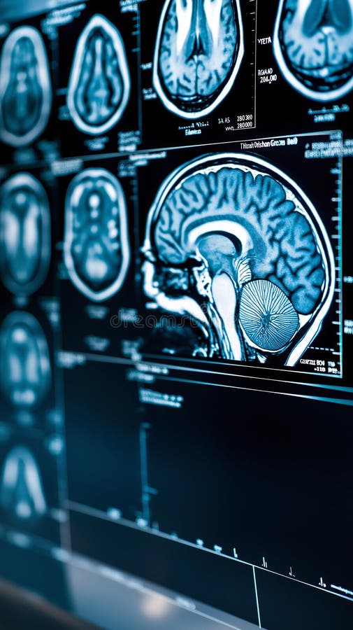 A Detailed View of Multiple Brain Scans on a Screen Stock Illustration ...