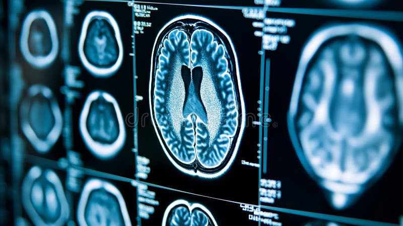 A Detailed View of Multiple Brain Scans on a Screen Stock Illustration ...