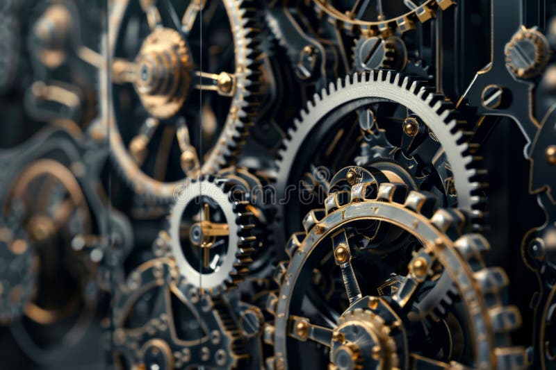 Detailed View of Multiple Gears Interconnected in a Mechanical System ...