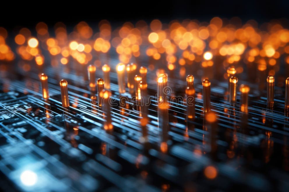 A Detailed View of Multiple Light Sources Stock Photo - Image of glow ...