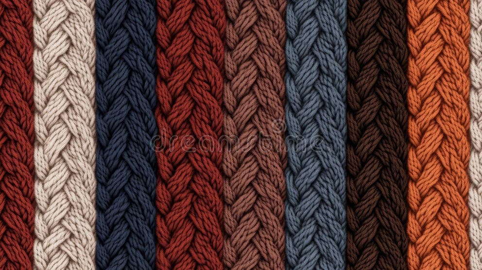 Detailed View of Multiple Strands of Braided Fabric in an Array of Warm ...