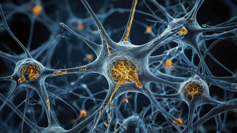 Detailed View of Neurons with Dendrites and Synapses Stock Illustration ...