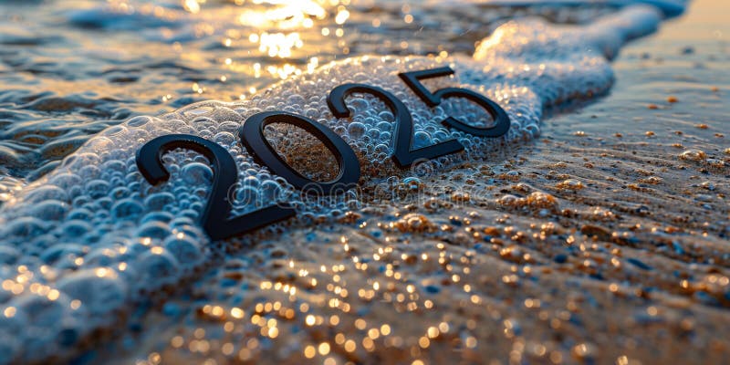 A Detailed View of a Number Drawn in the Sand on a Beach Shoreline ...