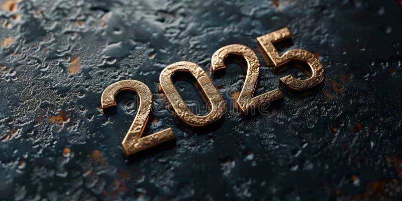 Detailed View of a Number in Gold Text on a Black Surface Stock Photo ...