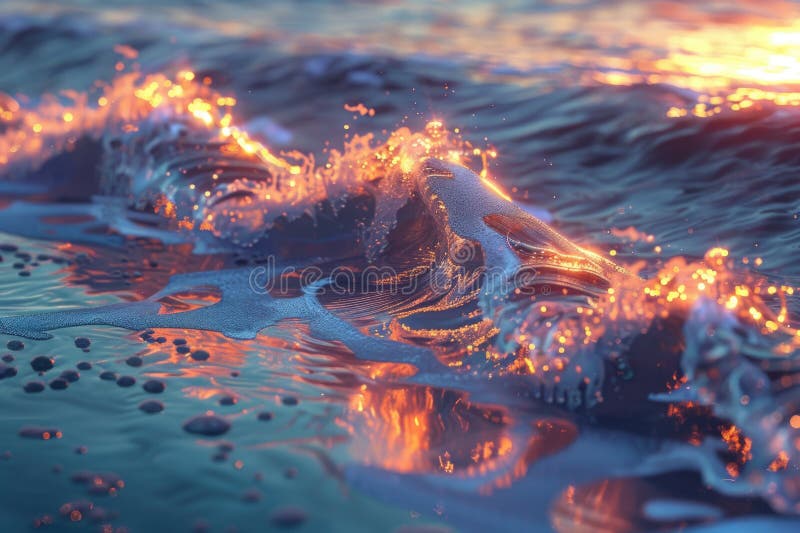 A Detailed View of an Ocean Wave, with Water and Foam Details Stock ...