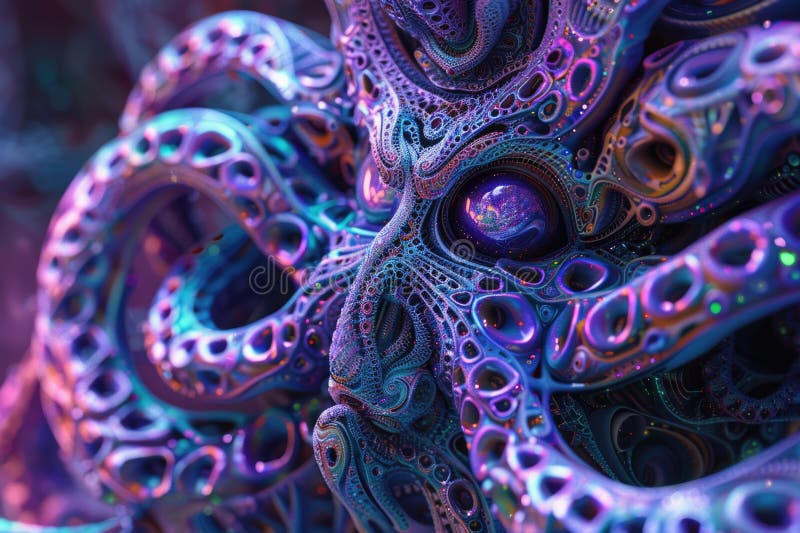 A Detailed View of an Octopus S Head, with Its Tentacles Curled Around ...