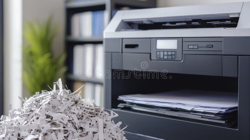 Detailed View of Office Equipment Shredder and Laser Printer in a ...