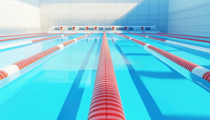 Detailed View of Olympic Swimming Pool Featuring Dedicated Swim Lanes ...