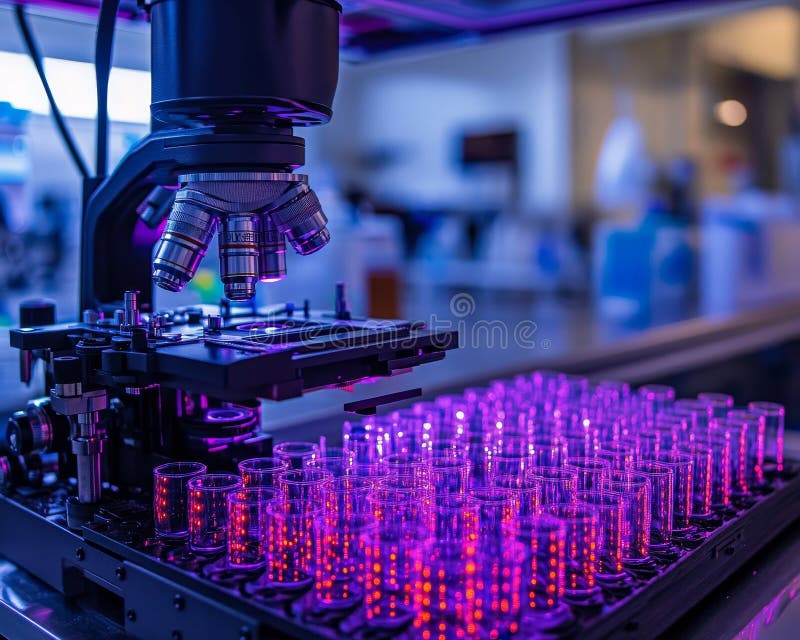 Detailed View of Optical Microscope in Biolab, Showcasing Vibrant ...