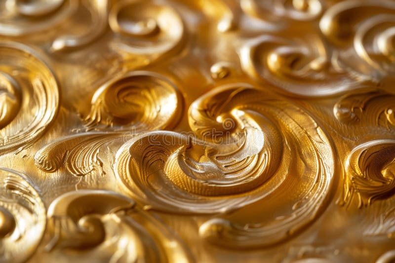 Detailed View of Opulent Golden Swirls Creating a Mesmerizing Pattern ...