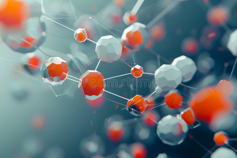 Detailed View of an Orange and White Molecule Structure, Devise an ...