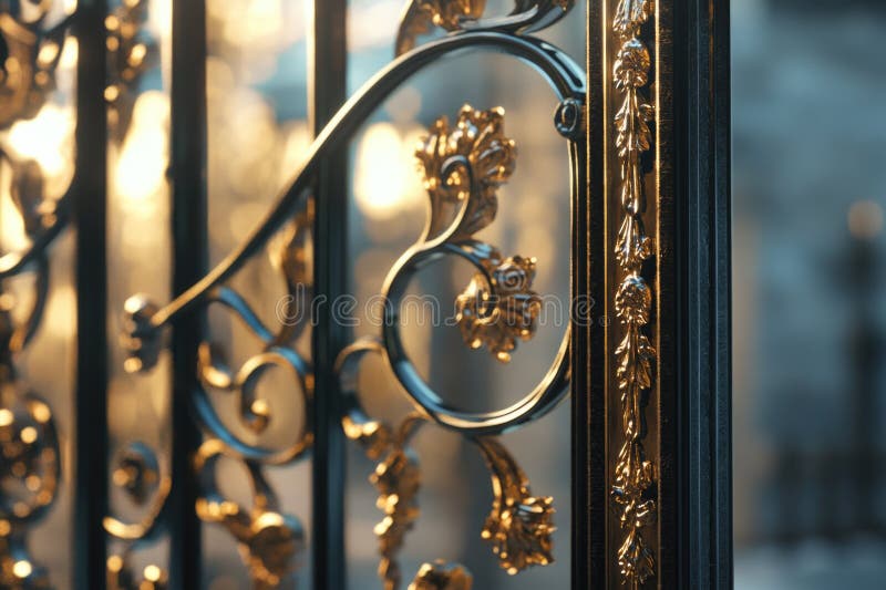 A Detailed View of an Ornate Wrought Iron Gate with Intricate Designs ...
