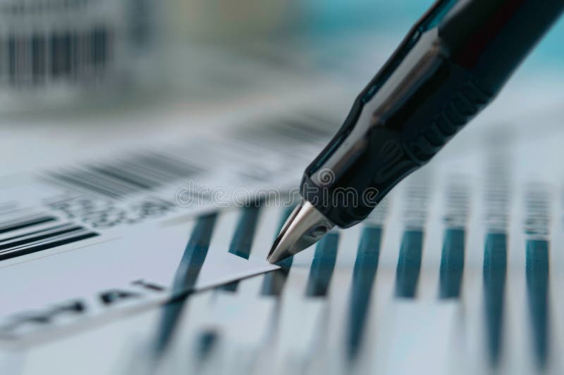 A Detailed View of a Pen Making Marks on a Sheet of Paper, Capturing ...