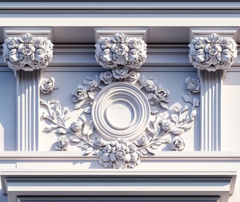 A Detailed View of a Pillar Featuring Bas-relief Patterned Stucco ...