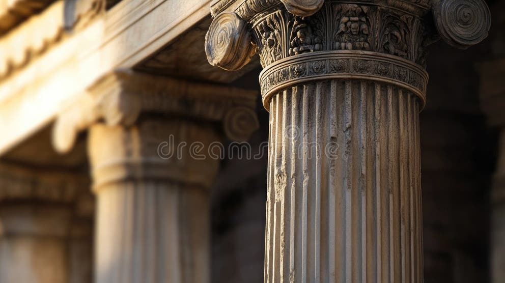 A Detailed View of a Pillar Featuring a Clock Face Stock Image - Image ...