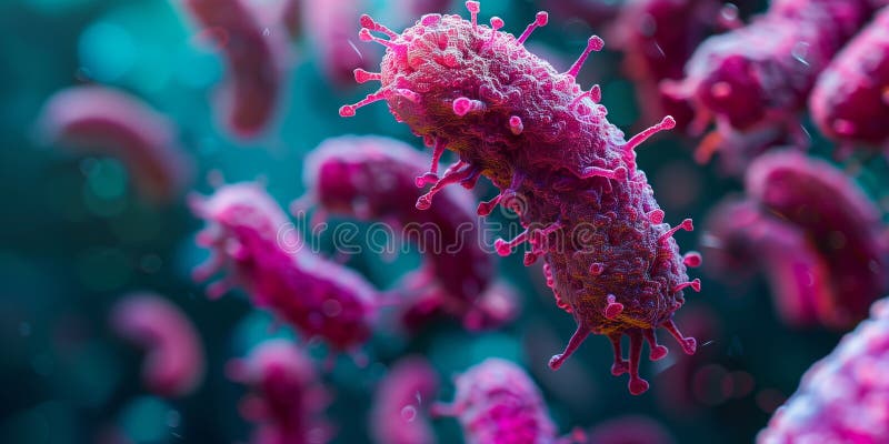 Detailed View of Pink Bacteria Floating in Water Stock Image - Image of ...