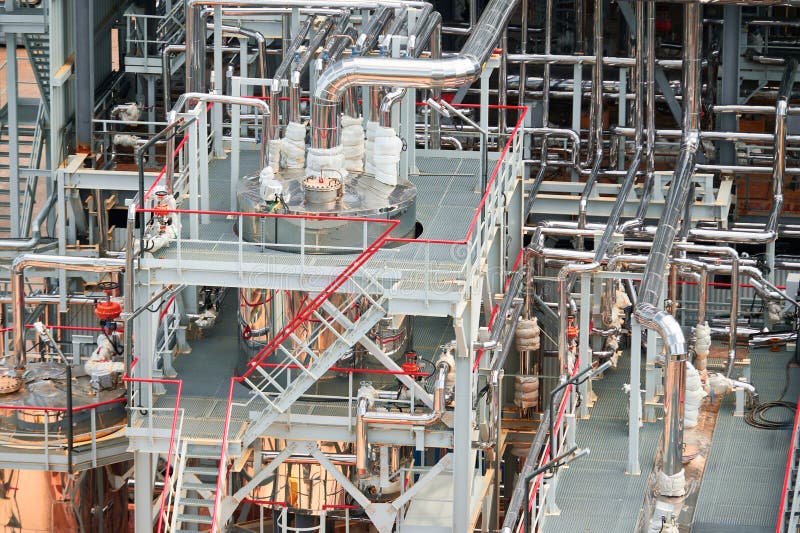 Detailed View of Pipelines and Structures in a Chemical Processing ...