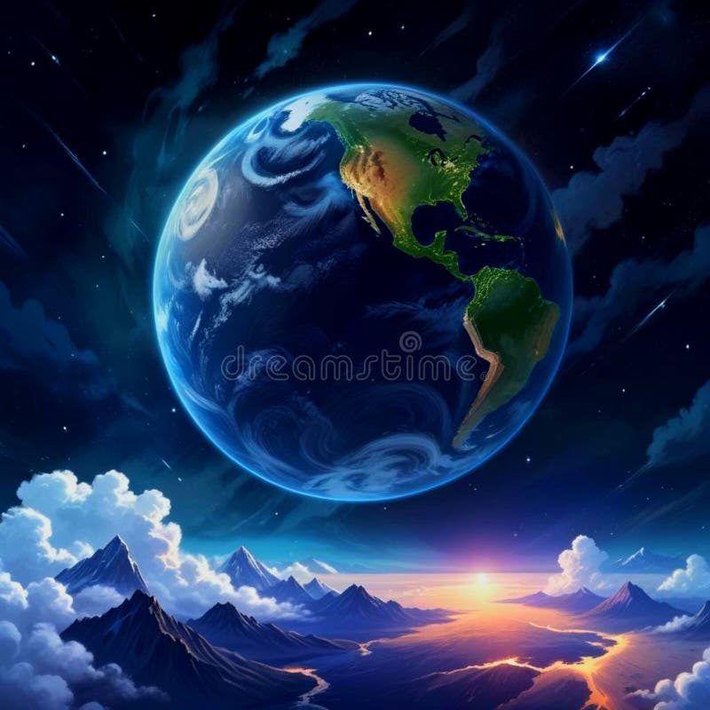 A Detailed View of Planet Earth Floating in Space, with Mountains and ...