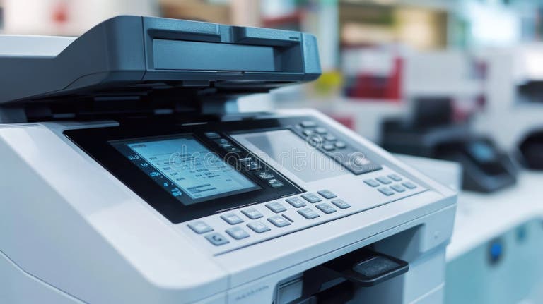 A Detailed View of a Printer Sitting on a Desktop, Ready for Use Stock ...