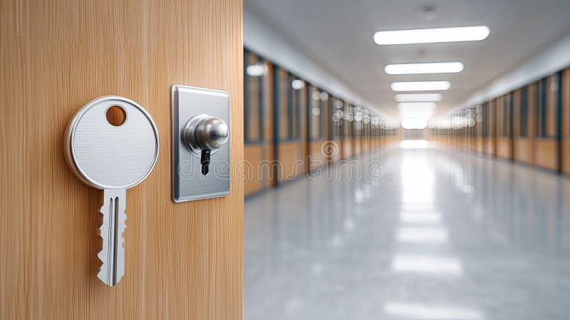 Detailed View of a Prison Cell Door Lock with a Key Inserted ...