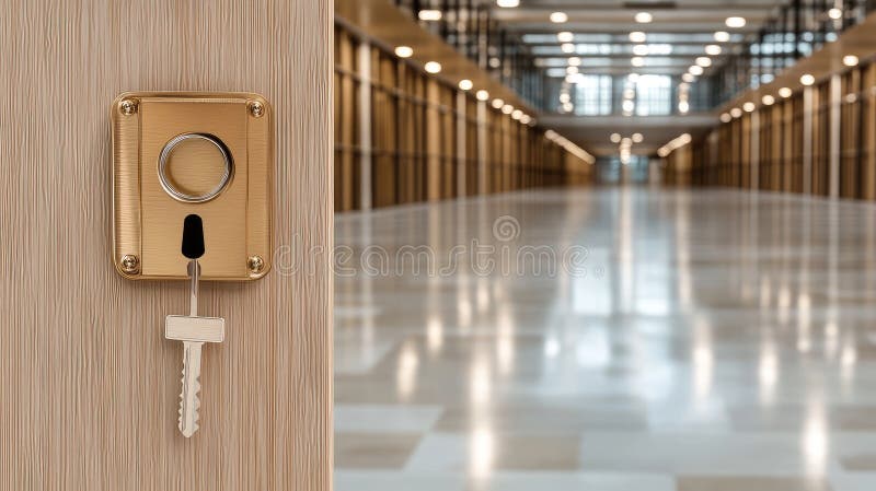 Detailed View of a Prison Cell Door Lock with a Key Inserted ...