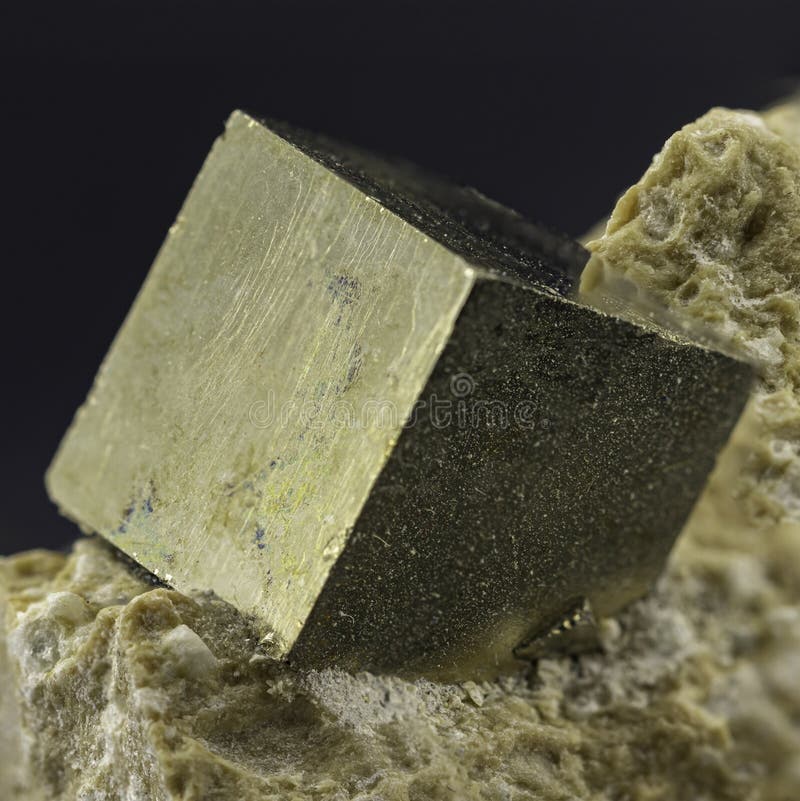Detailed View of Pyrite Specimen on Rock Matrix, Highlighting Its ...