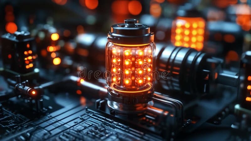 Quantum Computing Circuit with Glowing Qubit Components and Advanced Technologies. Generative AI ...