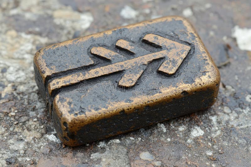Ancient Bronze Arrow Symbol Engraved on Stone Stock Illustration ...