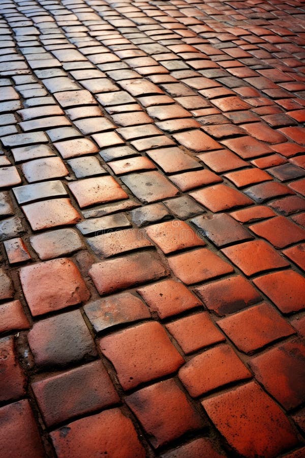 Close-Up of a Red Brick Road Stock Illustration - Illustration of ...