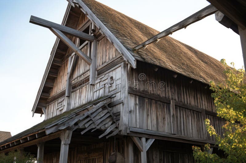 Detailed View of Restored Barn Roof and Structure Stock Photo - Image ...