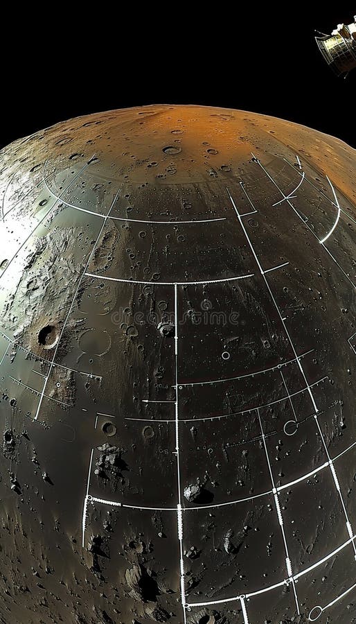 A Detailed View Revealing Grid Lines on the Surface of a Planet Stock ...