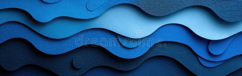 Blue Paper Waves Create an Abstract Background with Flowing and Curved ...