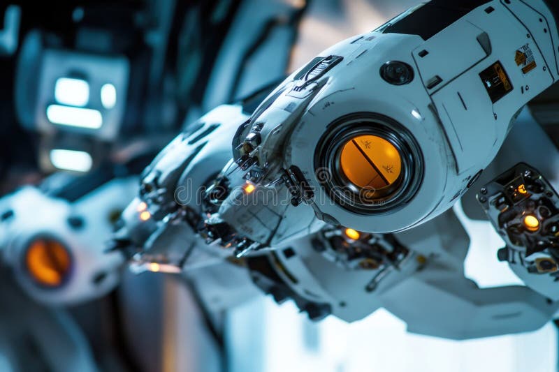 A Detailed View of a Robotic Arm Showing Its Mechanical Components and ...