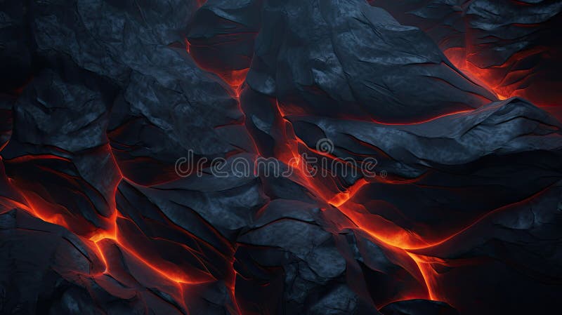 Close Up of Rock Formation with Red Flames Stock Illustration ...