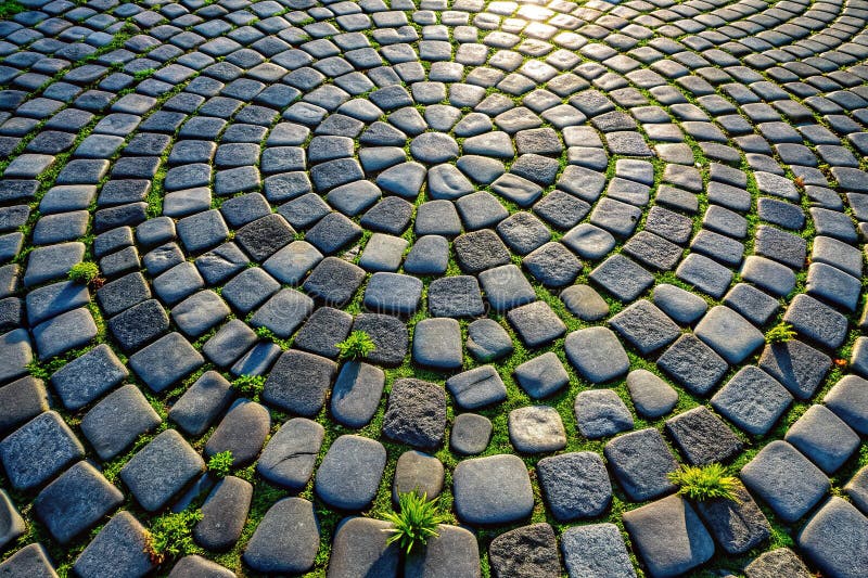 A Detailed View of a Round Gray Stone Path Exploring the Texture and ...