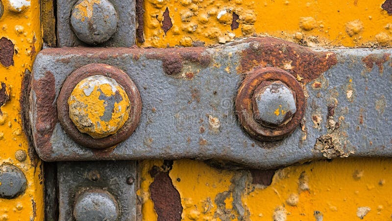 Detailed View of a Rusty Hinge on a Weathered Yellow Surface ...
