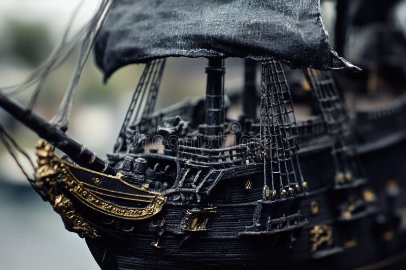 Detailed View of a Scale Model of a Ship Stock Image - Image of ...