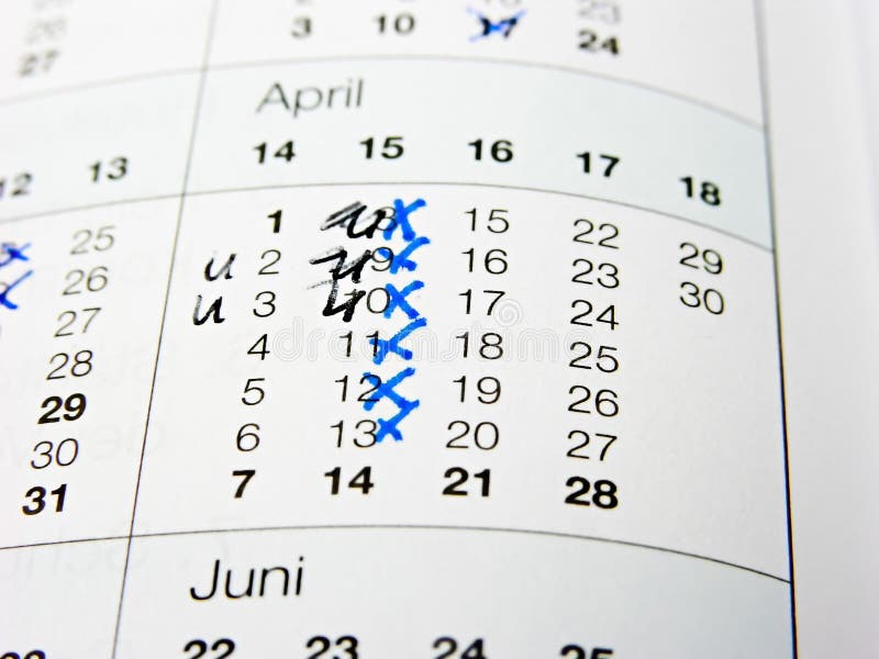 Detailed View of a Schedule or Calendar Stock Image - Image of month ...