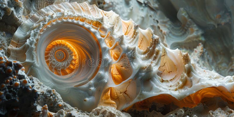 A Detailed View of a Sea Shell Resting on a Rocky Surface Stock Image ...