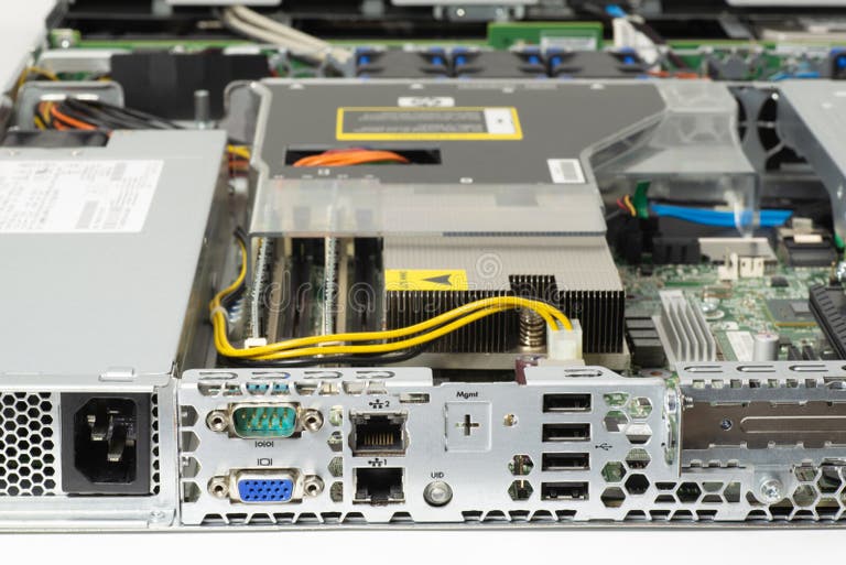 Detailed View of a Server Computer Port Panel Showcasing Various ...