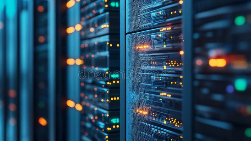 Detailed View of Server Racks in Data Center Stock Illustration ...