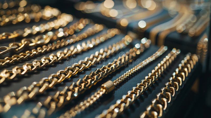 Detailed View of Shiny Gold Chains in Various Styles and Textures ...