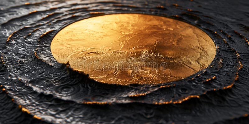 Detailed View of a Shiny Gold Disc Resting on a Sleek Black Surface ...