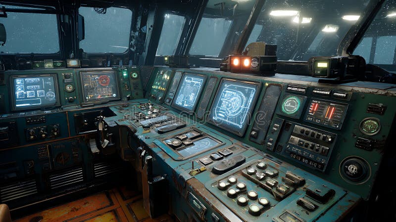 Ship Bridge Control Panel Futuristic Interior Design Sci Fi Vessel ...