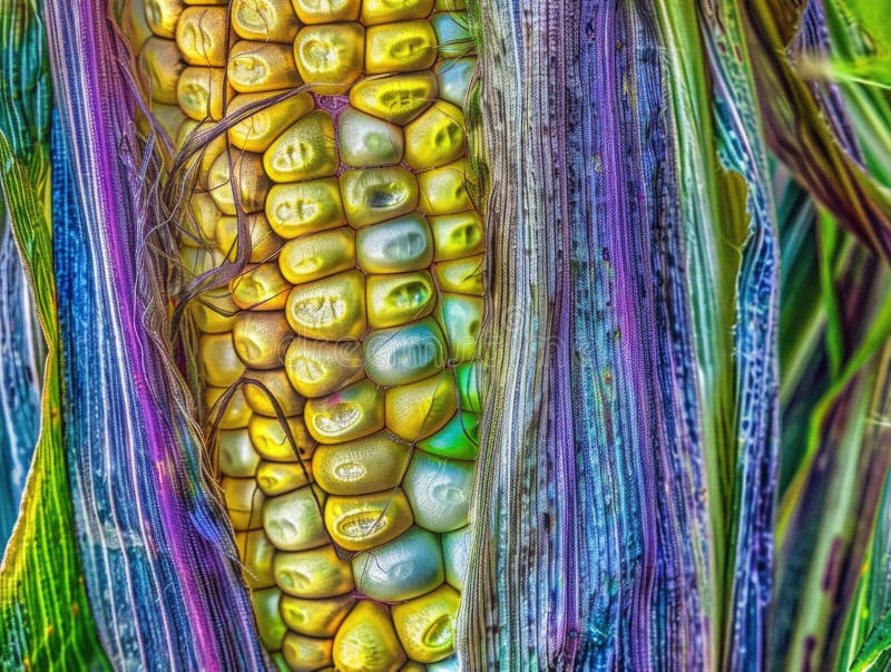 A Detailed View Showcases the Diverse Kernels of a Corn on the Cob ...